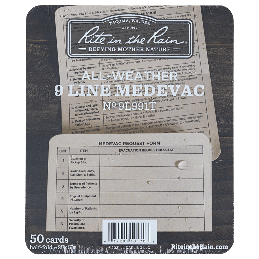 9-Line Medevac Combat Card, 5"x6", (50/pk) — CTOMS