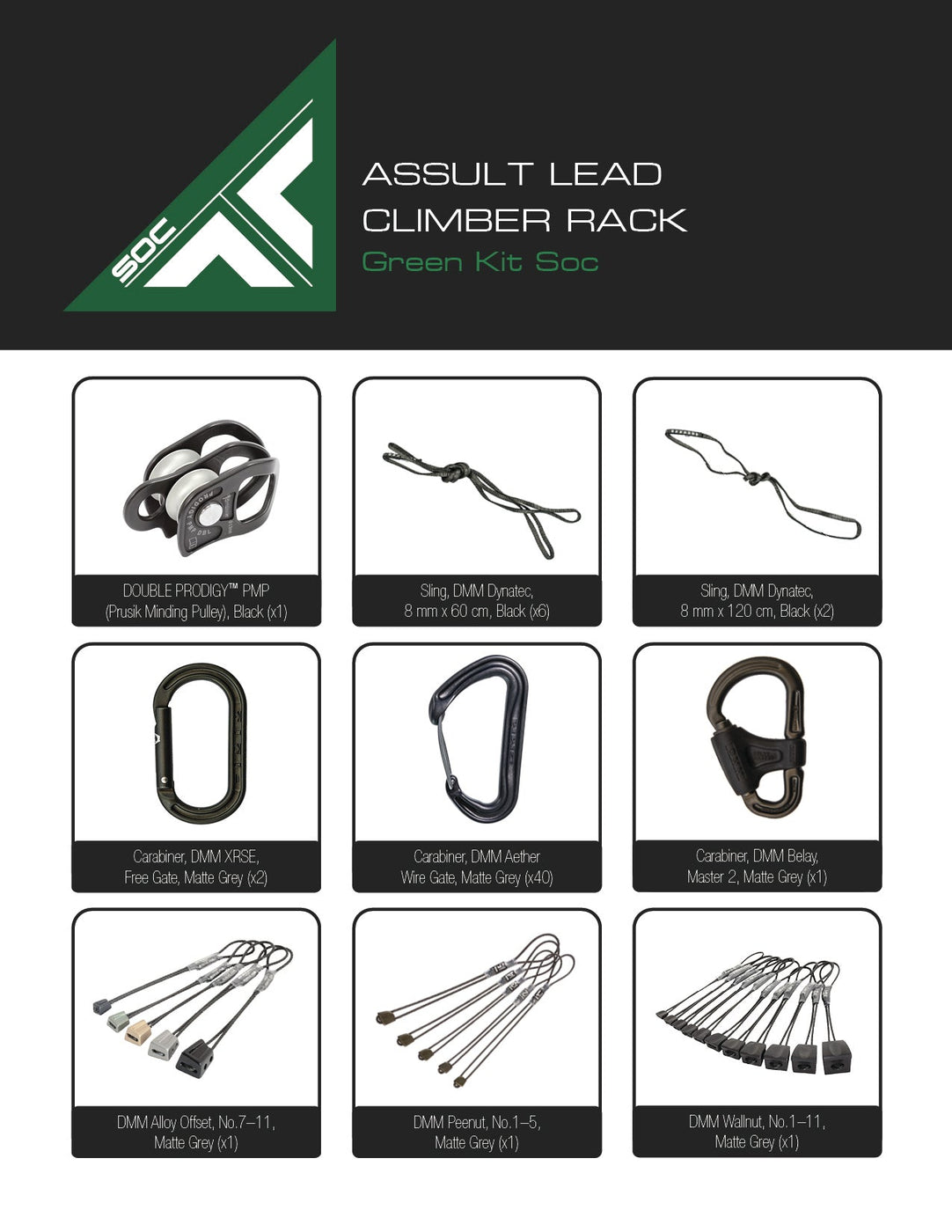Assault Lead Climber Rack - Green Kit Soc — CTOMS