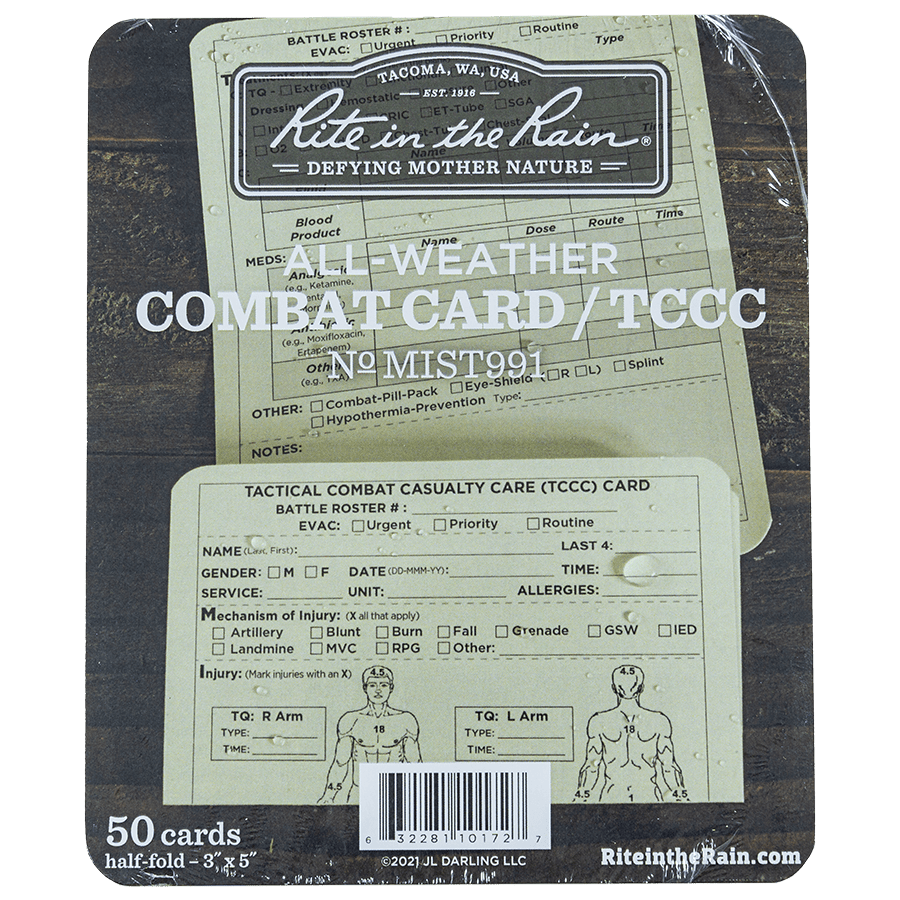 TCCC/MIST Combat Card, 5"x6" (50/pk) — CTOMS